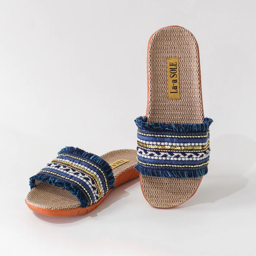 Boho Slides - Navy | Artsy Abode