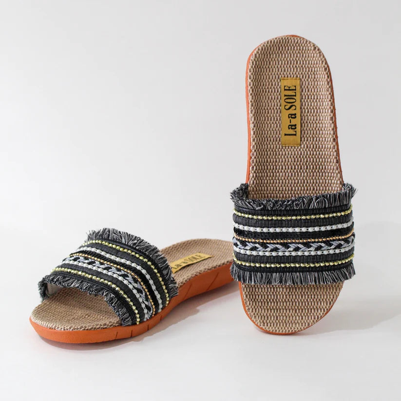 Boho Slides - Black | Artsy Abode