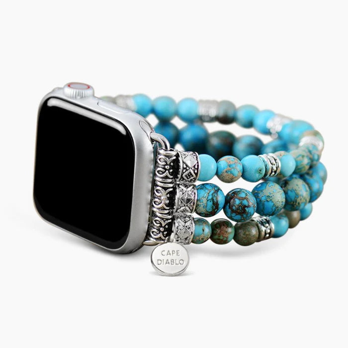Turquoise Imperial Jasper Stretch Apple Watch Strap | Artsy Abode